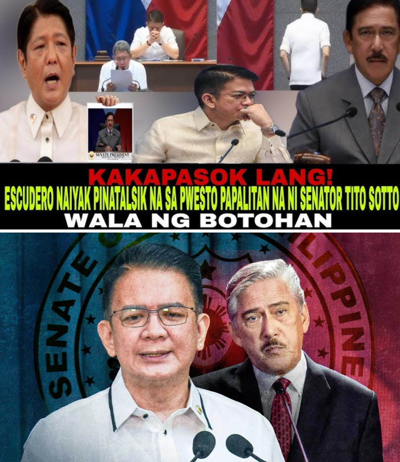 JUST IN: CHIZ ESCUDERO IN TEARS AFTER BEING OUSTED — SENATOR TITO SOTTO SET TO RETURN AS NEW ...