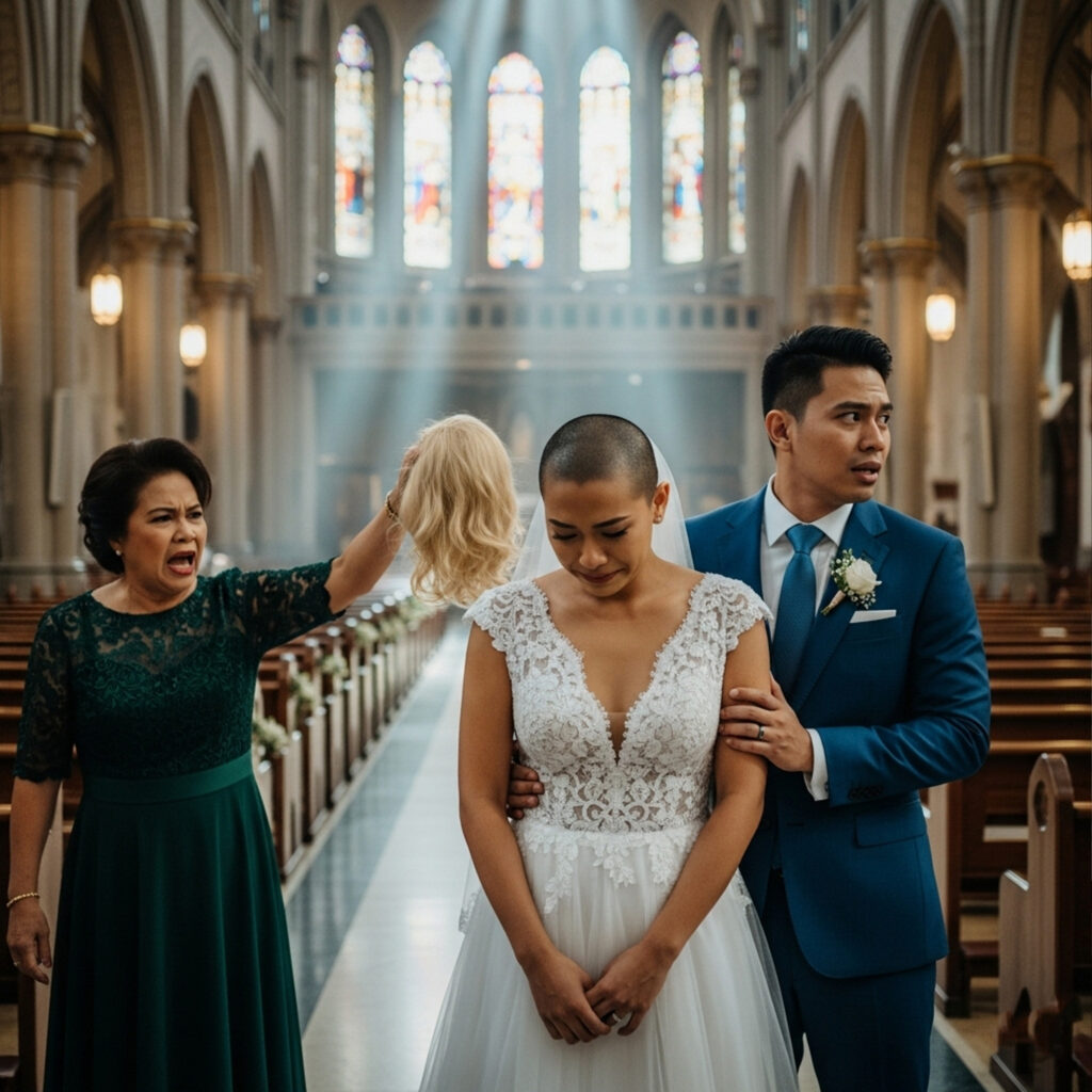 During the wedding, my mother-in-law came up to me and ripped off my wig, showing all the guests ...