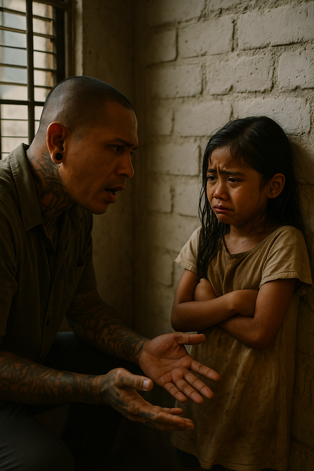 Natagpuan ng isang lalaking may tattoo ang isang maliit na batang babae ...