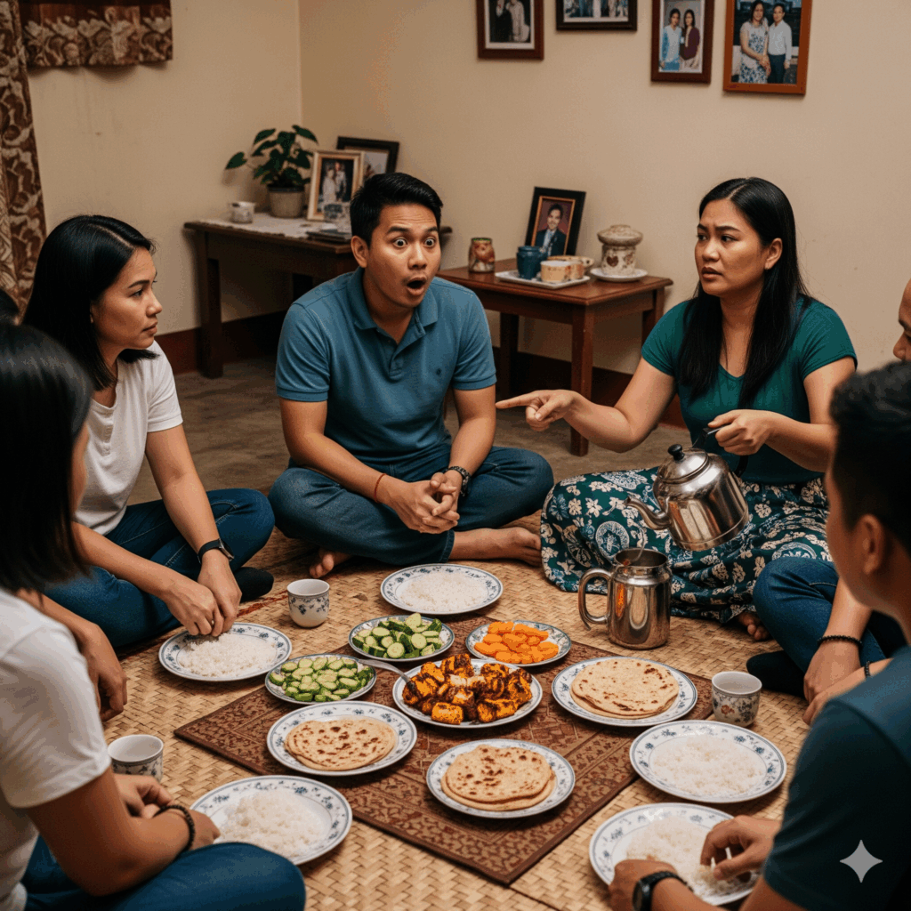 Ang aking asawa ay nagtrabaho nang husto mula umaga hanggang tanghali ...