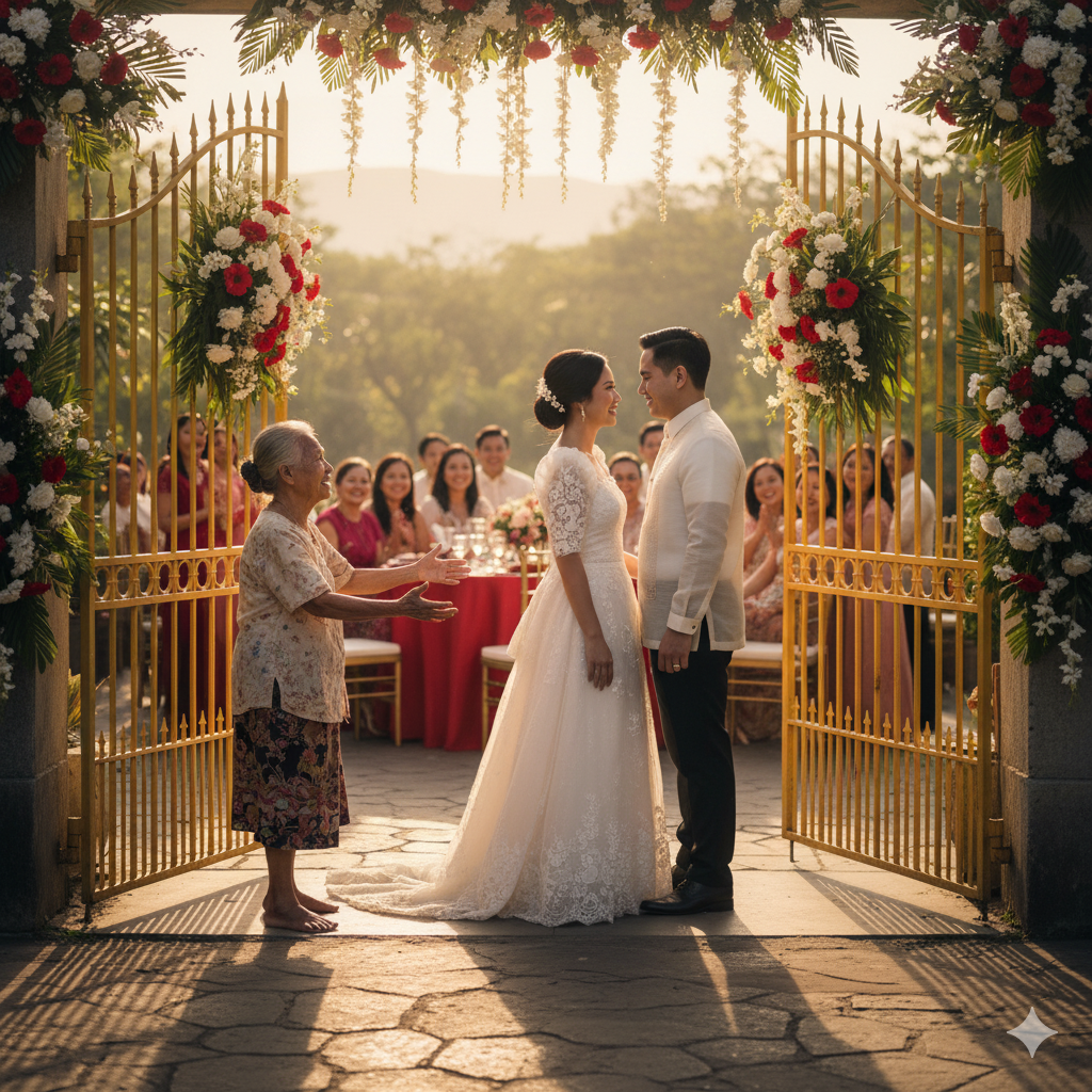 Tumayo ang matandang babaeng pulubi sa tabi ng kasal para lang humingi ...