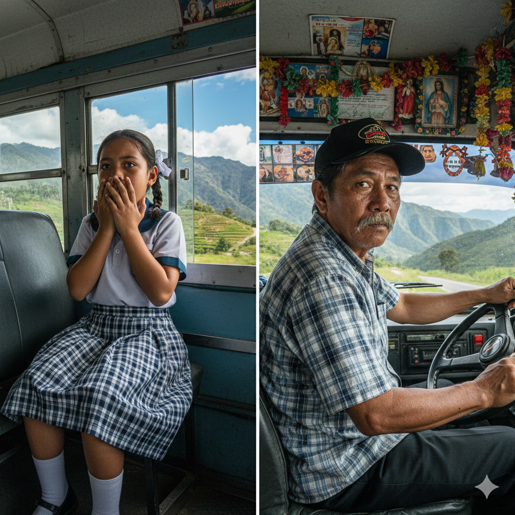 Nakikita ng isang drayber ng school bus ang isang batang babae na ...