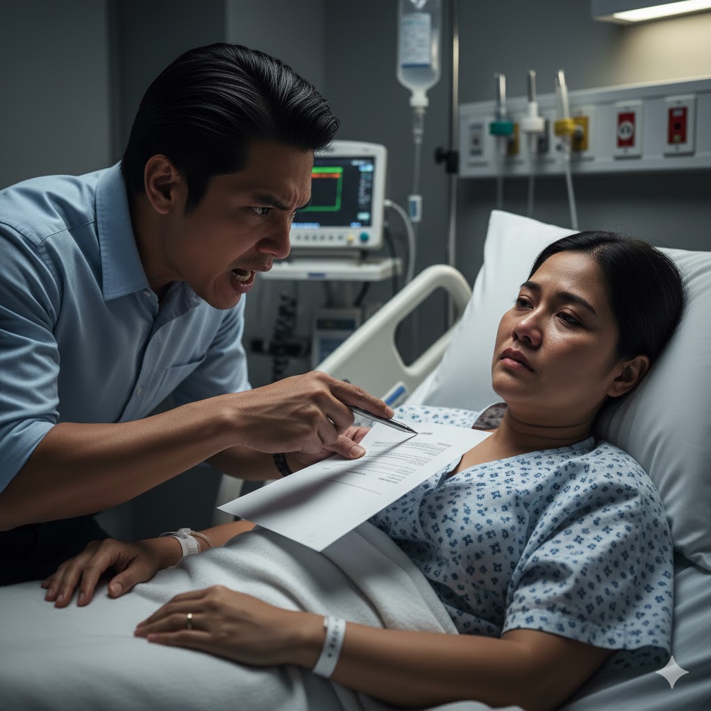 Pinilit ng asawang lalaki ang kanyang asawa na pumirma sa mga papeles ...