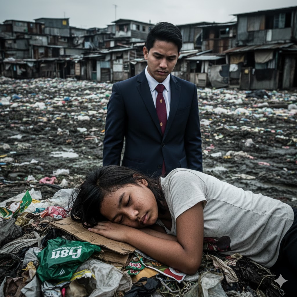 Natutulog ang dalaga sa isang basurahan nang lumapit sa kanya ang isang ...