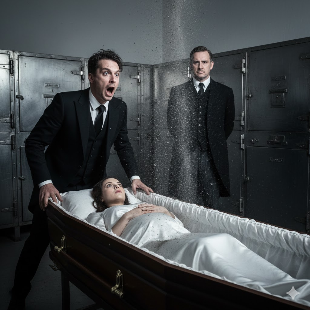 Habang ang kanyang buntis na asawa ay na-cremate, binuksan ng asawa ang kabaong upang tingnan ...